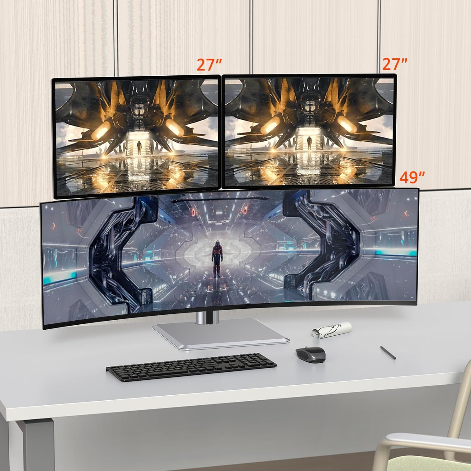 BEWISER Triple Heavy Duty Monitor Stand - Vertical Heavy Duty Monitor